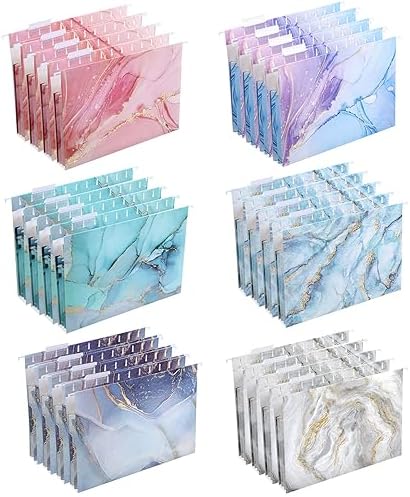 Amazon.com : Qeeenar 24 Pcs Marble Desgin Decorative Hanging File ...