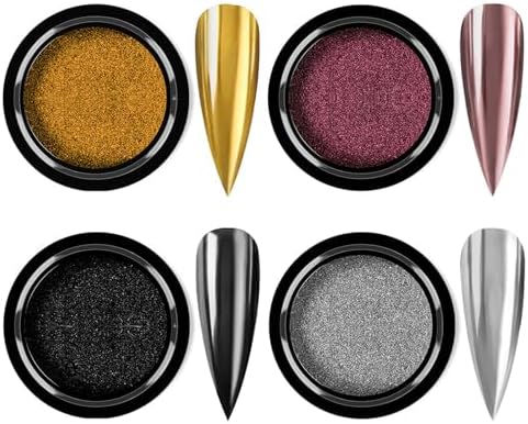 Amazon.com: NailsBeauty Chrome Nail Powder Set: 4 Colors 1g Gel Polish ...