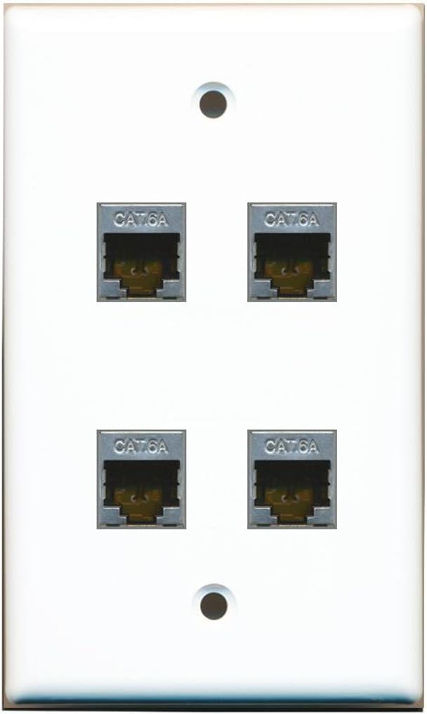 Amazon.com: RiteAV CAT 6A 4 Port Shielded Cat6a Wall Plate 1 Gang ...