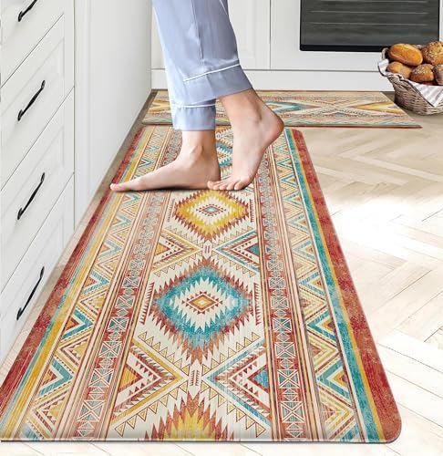 Amazon.com: Tyrot Western Aztec Kitchen Rugs Sets of 2 Anti Fatigue ...