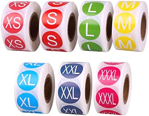3500 Pieces Clothing Size Stickers 7/8" Colorful Apparel Size Stickers ...