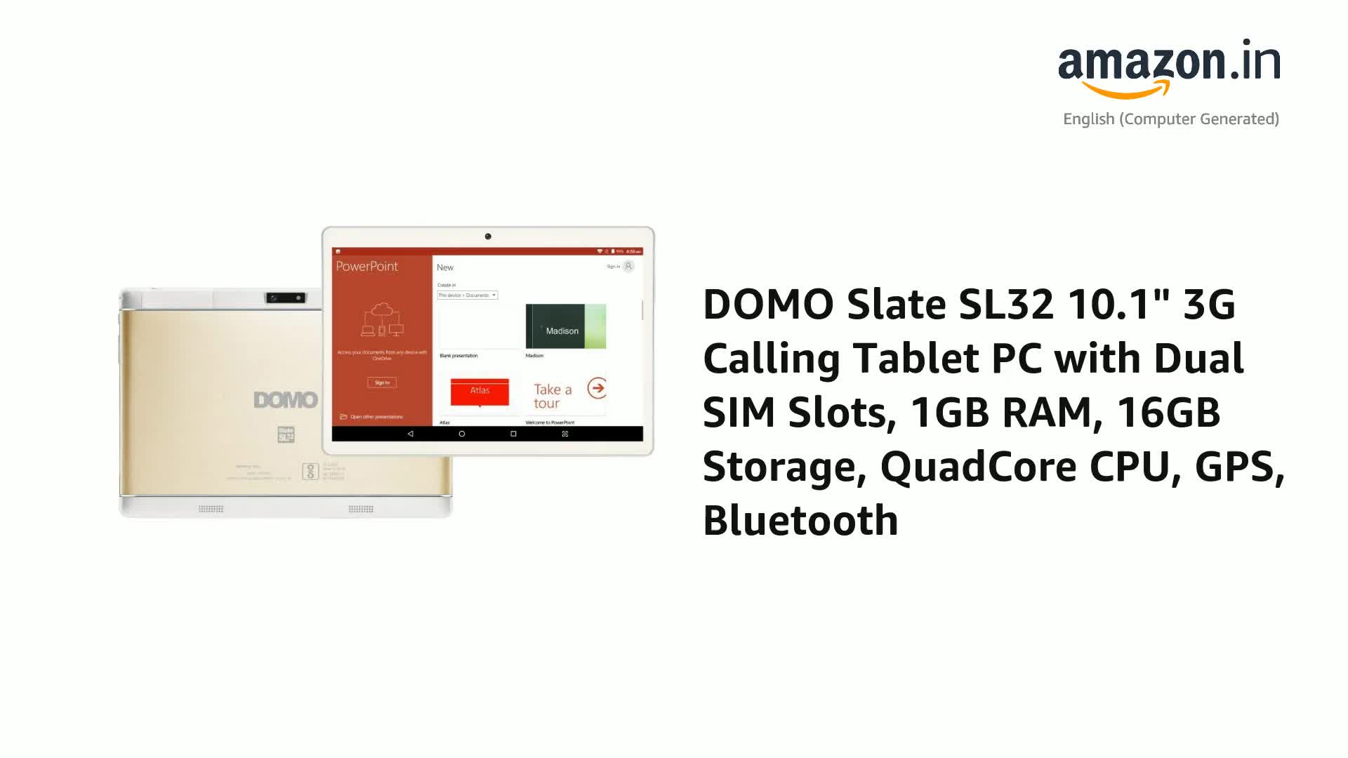 Watch DOMO Slate SL32 10.1" 3G Calling Tablet PC with Dual SIM Slots ...