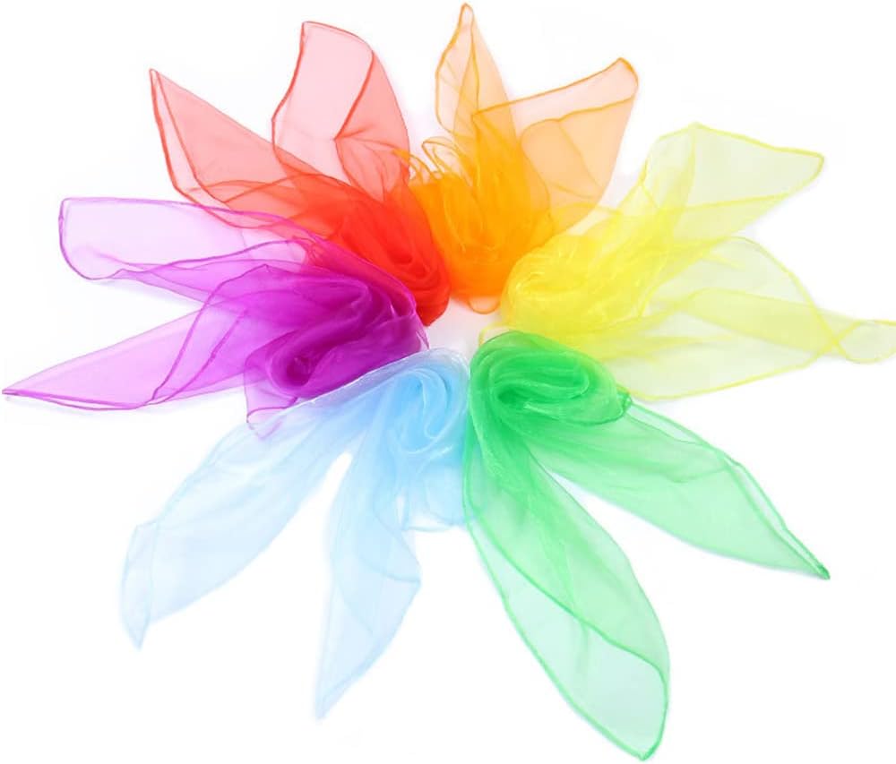 HENGSONG Pack of 12 Belly Dance Juggling Scarves Sensory Toy for Baby ...