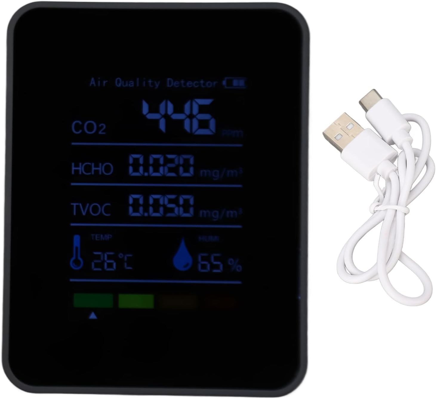 5 in 1 CO2 Detector Indoor Air Quality Monitor Battery Operated Carbon ...