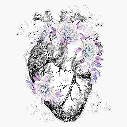 Amazon.com: Floral Heart Illustration Sticker Vinyl Waterproof Sticker ...