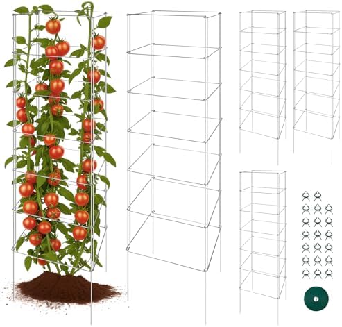 Amazon.com : Cedar Ridge Square Foldable Tomato Cages - Heavy Duty ...