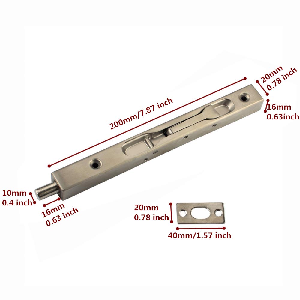 Buy Hidden Latches & Bolts Silver 304 Stainless Steel 8 inch (20cm ...