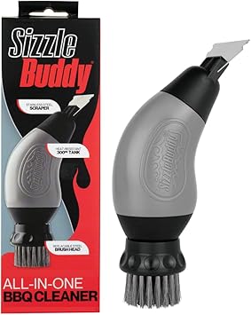 Sizzle Buddy BBQ Brush with Scraper - Stainless Steel BBQ Cleaning ...