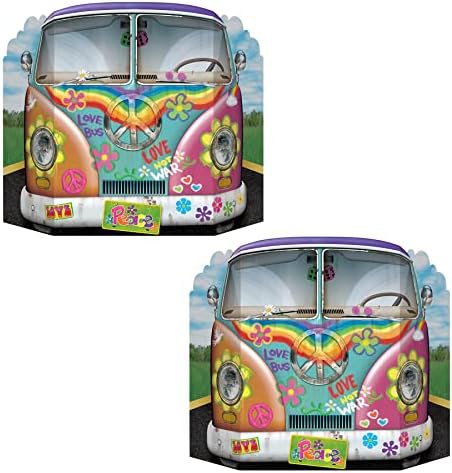 Amazon.com: Beistle 2 Piece 60's Theme Hippie Bus Photo Booth Props for ...