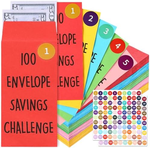 Amazon.com : Resurhang 100 Envelopes Money Saving Challenge 120 Pcs 6 ...