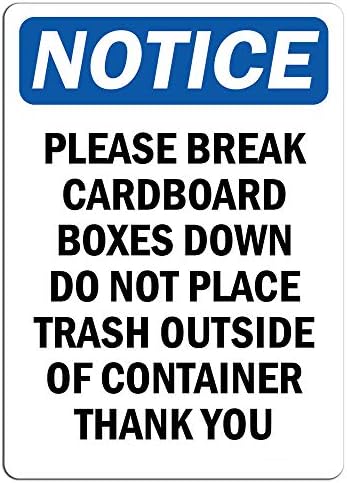 Amazon.com : Notice - Please Break Cardboard Boxes Down Do Not Sign ...