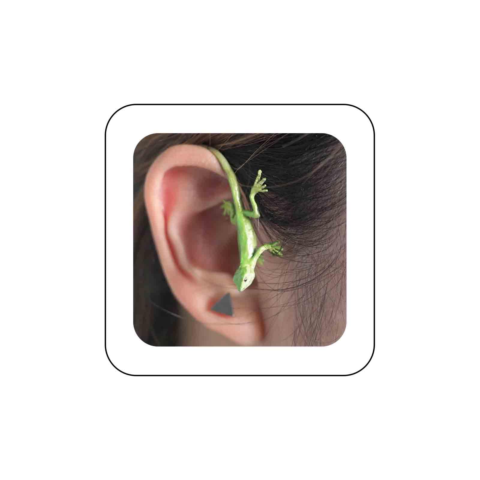 Amazon.com: Sttiafay Lizard Ear Cuff Earrings Green Gecko Wrap Crawler ...