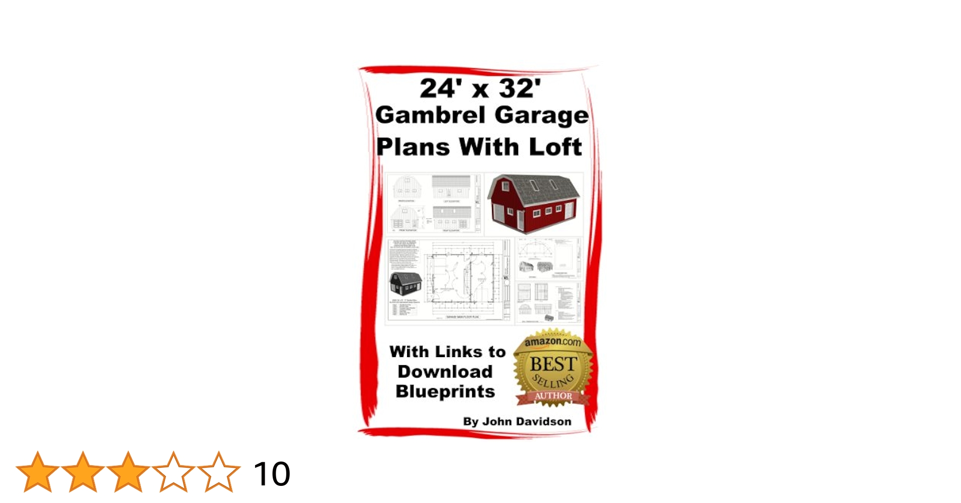 G524 20 X 24 X 10 Gambrel Garage Barn Plans Pdf And Dwg