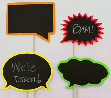 Amazon.com: Chalk Board Speech Bubbles. Set of 4. on Sticks Vibrant ...