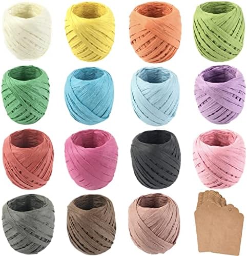 Amazon.co.jp: Sweet Plus ペーパーラフィア リボン 紙紐 ラフィア ラッピング 包装 紐 紙製リボン パルプ クラフト ...