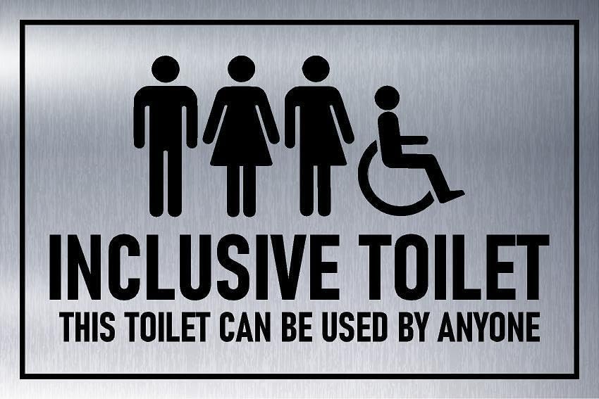 Inclusive toilet, this toilet can be used by anyone, brushed aluminium ...