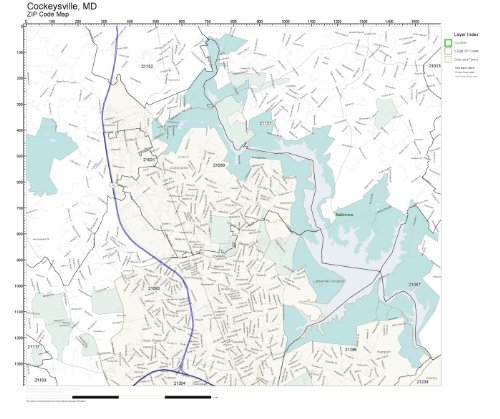 ZIP Code Wall Map of Cockeysville, MD ZIP Code Map Laminated: Amazon ...