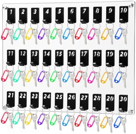Amazon.com: Beeveer Acrylic Key Board with 30 No. Hooks Wall Mount Key ...