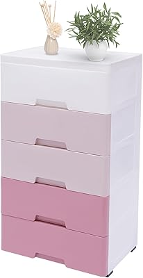 Amazon.com: Plastic Drawers Storage Cart Mobile Cabinet with Casters, 5 ...