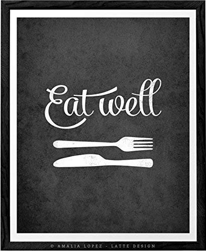 Amazon.com: Eat well. Kitchen print by Latte Design (unframed) : Home ...