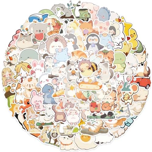 Amazon.com: 100Pcs Cute Animals Stickers Pack, Anime Cat Dog Koala ...