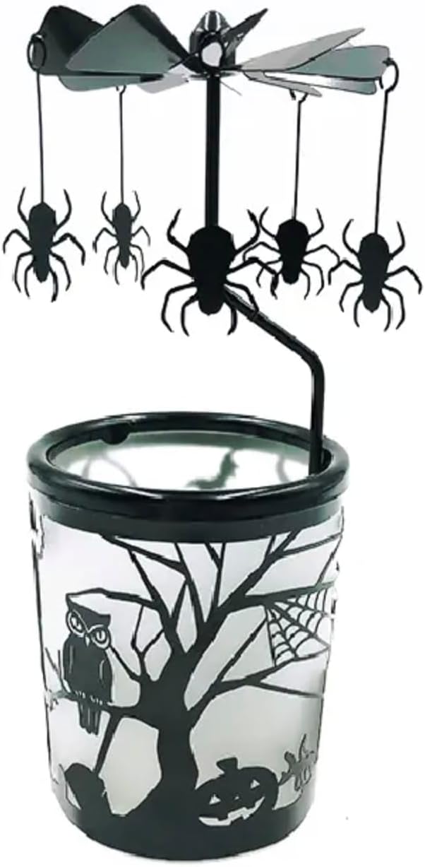 Amazon.com: Halloween Rotary Tea Light Carousel Spooky Candle Holder ...