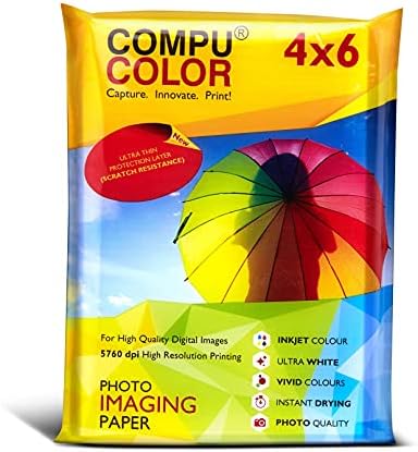 COMPUCOLOR -Resin Coated Photo Lustre Photo Paper 275GSM (4x6 Inches ...