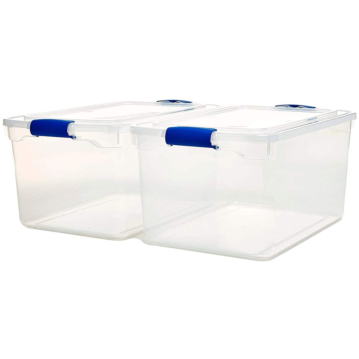 Homz Plastic Storage, Modular Stackable Storage Bins with Blue Latching ...