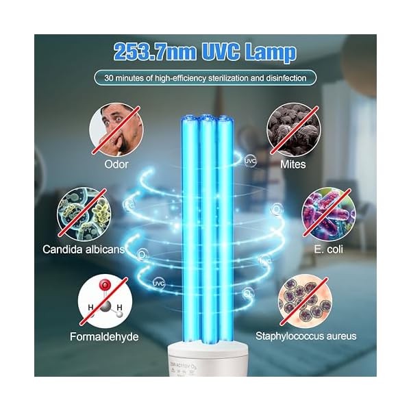 Qualirey 25 Watt UV Light, UVC Lamp with E27 Base and Remote Control ...
