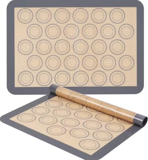 Amazon.com: Non-Stick Silicone Baking Mats (Beige/Gray-30-Macaron, 2 ...