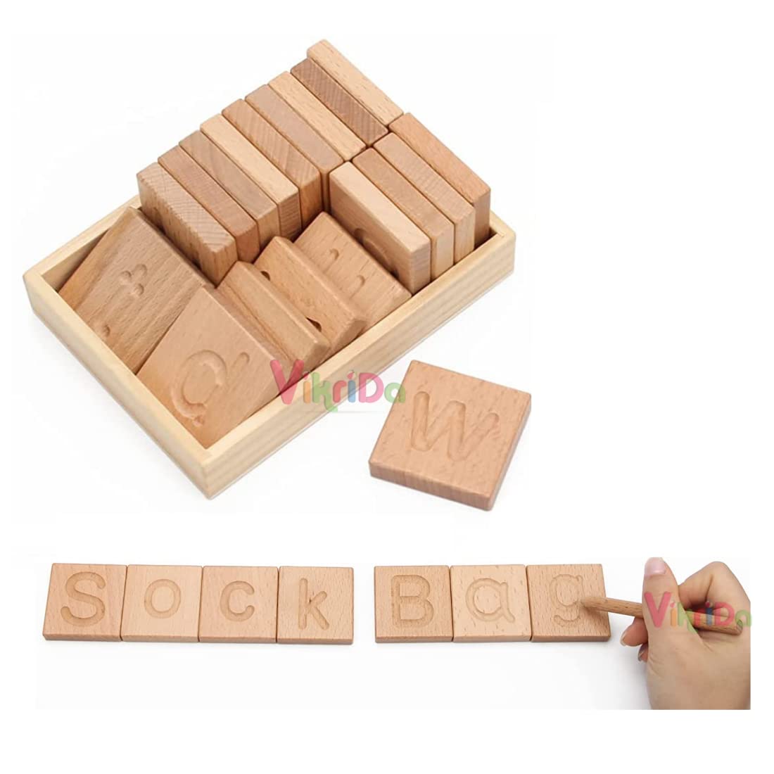 Buy Vikrida Preschool Learning Letter Tracing Montessori Wooden