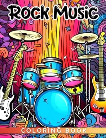 Rock Music for Kids Coloring Book: Rock And Roll Coloring Pages With ...