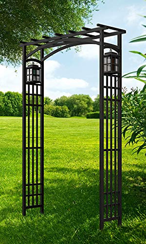 Panacea 84303 Mission Garden Arbor with Lanterns, Black, 79.5" H ...