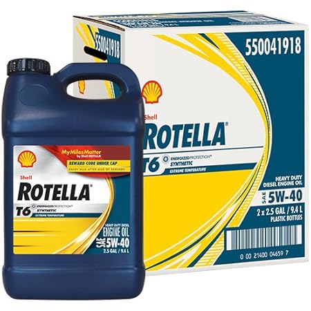 Amazon.com: Shell Rotella T6 Full Synthetic 5W-40 Diesel Engine Oil (55 ...