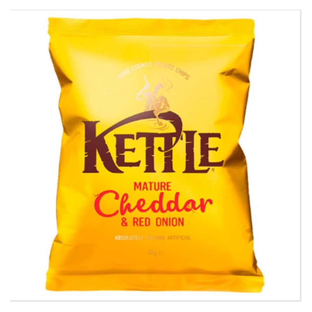 KETTLE® Chips Mature Cheddar & Red Onion 40g x Case of 18 : Amazon.co ...