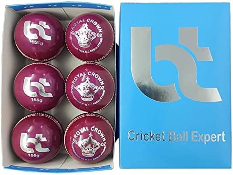 BT Purple Cricket Ball – Pack of 6 Genuine Leather Cricket Balls for ...