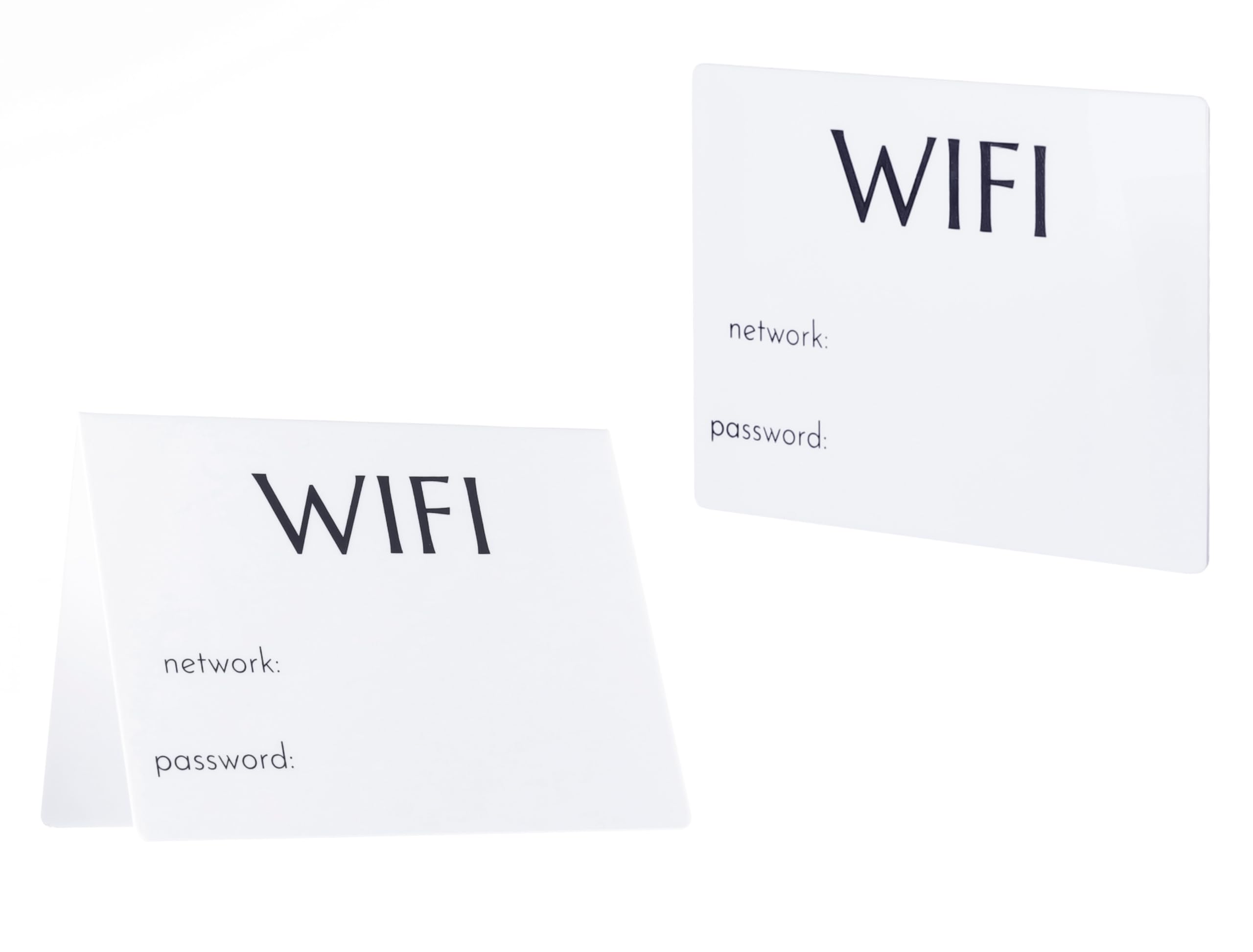 Set of 2 Wifi Sign - Double-Sided White Wifi Password Sign for Table ...