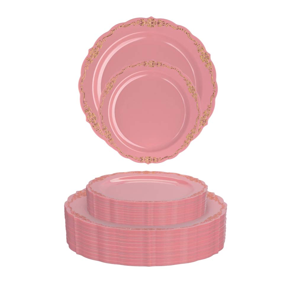 Snapklik.com : 60 Pcs Disposable Plastic Plates Victorian Design ...