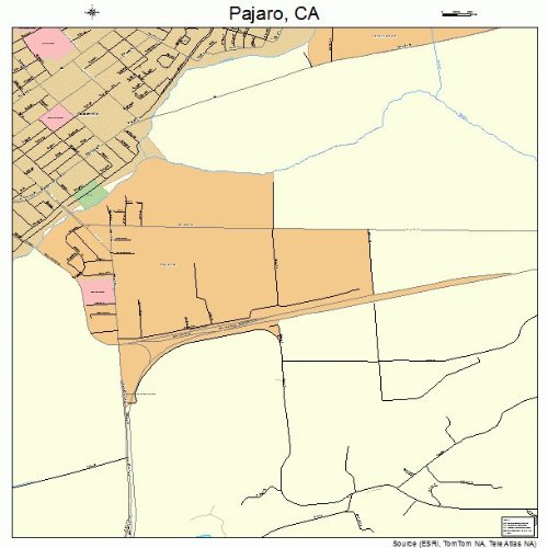 Large Street & Road Map of Pajaro, California CA - Printed poster size ...