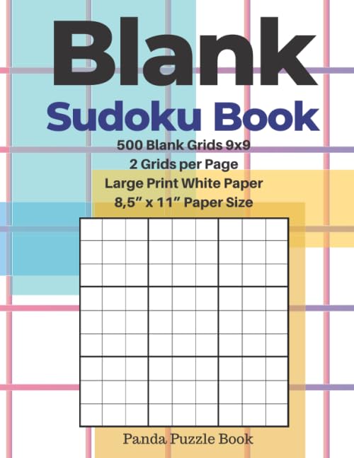 Blank Sudoku Book - 500 Blank Grids 9x9 - 2 Grids per Page - Large ...