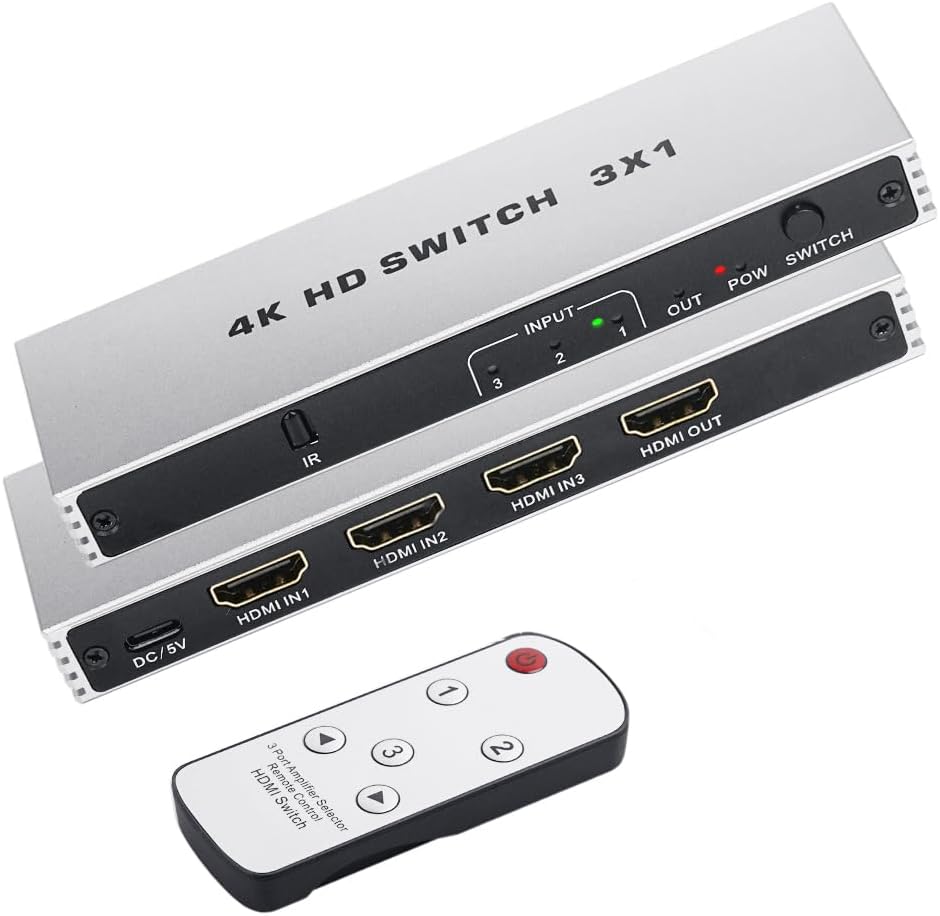 UGREEN HDMI Switch 5 Entradas 1 Salida 4K@60Hz HDMI 2.0 Switcher 5 In ...