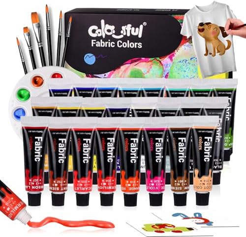 Colorful Fabric Paint Set for Clothes 12 Colors - Permanent Textile ...