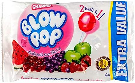 Amazon.com : Charms (1) Bag Blow Pop Bubble Gum Filled Pops - 2 Treats ...