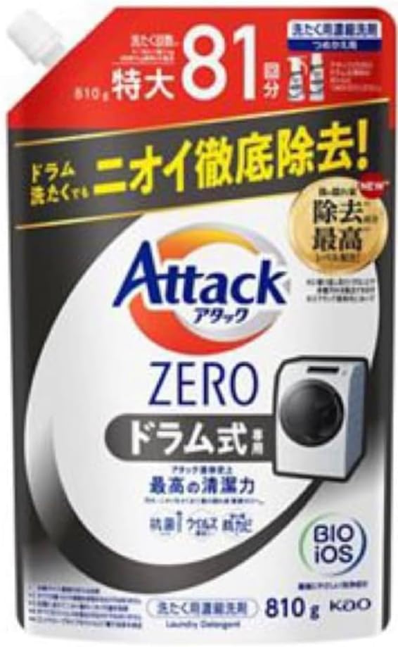 Amazon | アタックZERO ゼロ 1個 洗濯用洗剤 (ドラム式専用 詰替え用 810g 1個) | ノーブランド品 | 液体洗剤