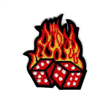 Amazon.com: Flaming Dice Iron On Embroidered Patch