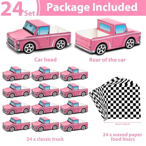 Snapklik.com : 24 Pcs Classic Car Party Food Boxes Pink Car Birthday ...