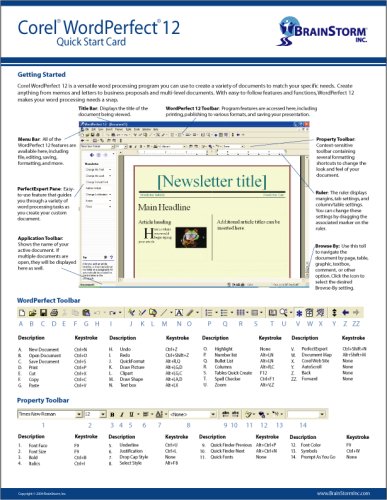 Corel WordPerfect 12 Quick Reference Card - Handy Durable Tri-Fold ...