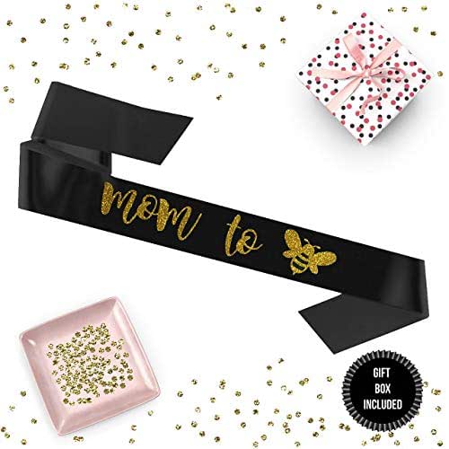 Amazon.com: 1 piece mom to bee script sash luxurious satin gold glitter ...