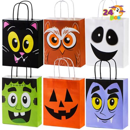 Amazon.com: JOYIN 24 Pcs Halloween Colorful Bags with Handles, Paper ...