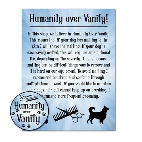 Amazon.com: 8.5x11 Inch Humanity over Vanity Grooming Shop Sign Blue w ...